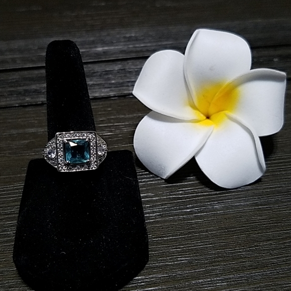 Jewelry | Silver Tone Ring With Light Blue Stone | Poshmark